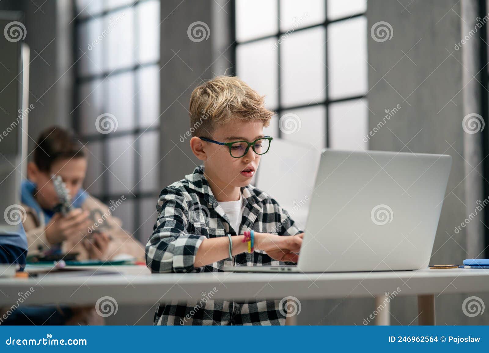 School Kids Using Computer in Classroom at School Stock Photo - Image ...