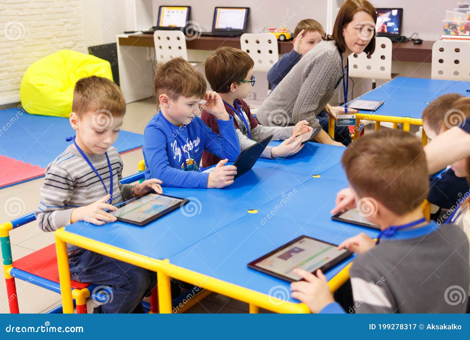 School Kids Using Digital Tablet Editorial Photography - Image of ...