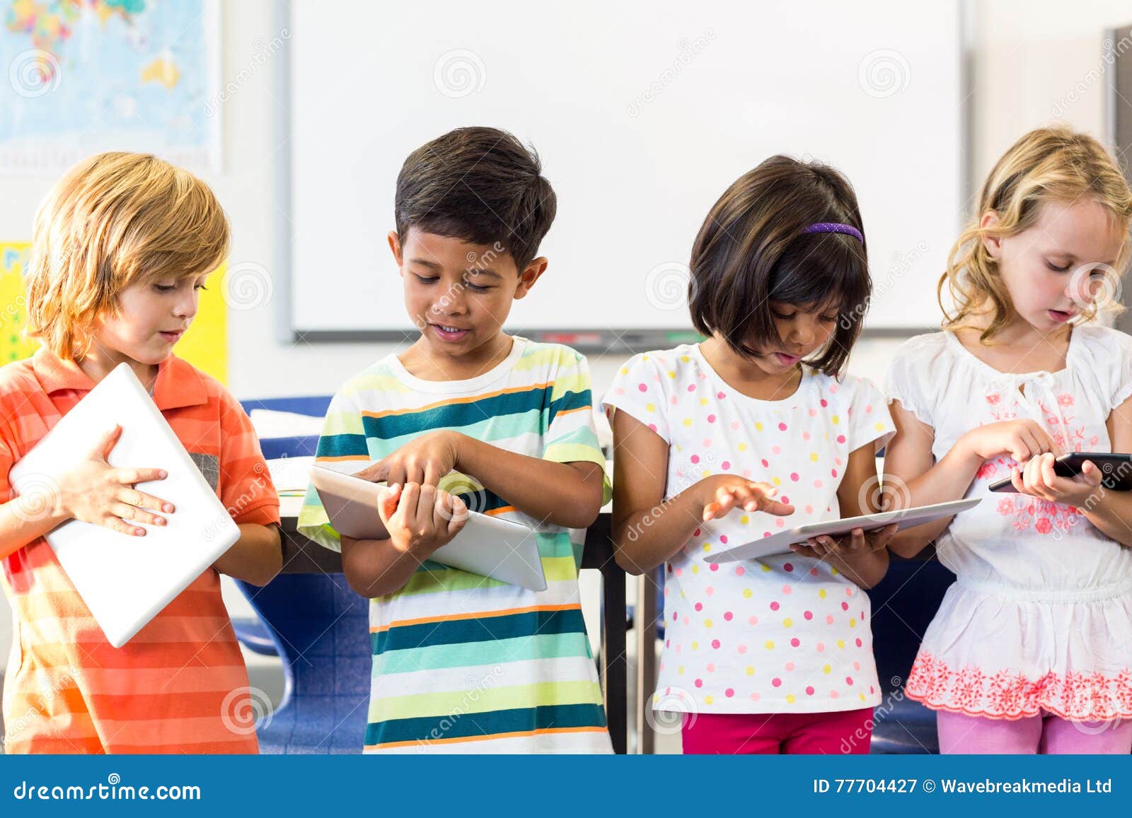 School Kids Using Digital Tablets Stock Image - Image of female ...