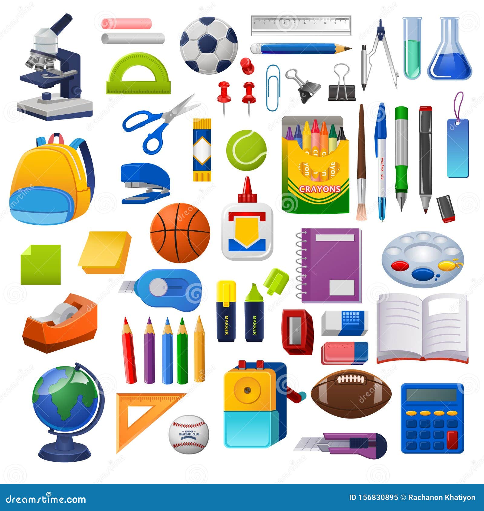 School Kits, Set of Vector Graphic, Vector Illustration Stock ...