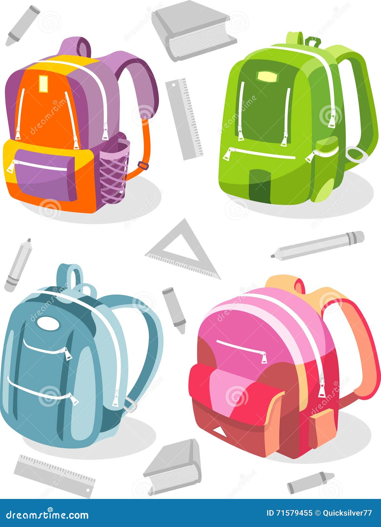 School. Knapsack And School Subjects For Teaching And Education Of ...