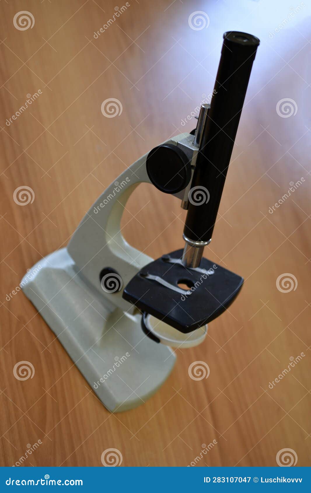 A School Laboratory Microscope. Laboratory with a Microscope Stock ...