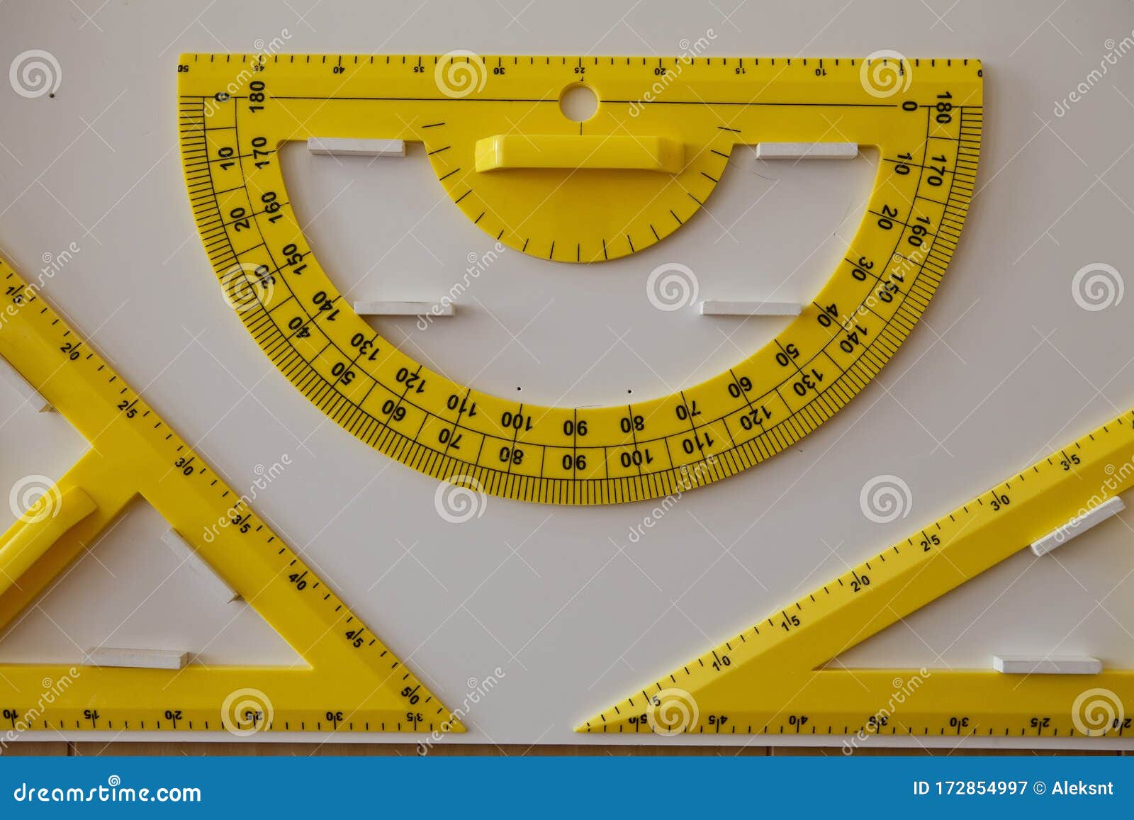 School Large Yellow Protractor and Two Triangles Stock Image - Image of ...