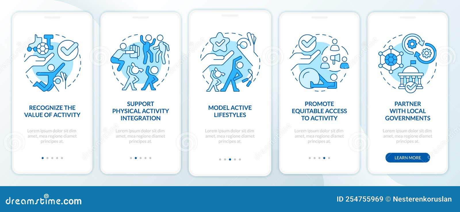 School Leaders Preparedness Blue Onboarding Mobile App Screen Stock ...