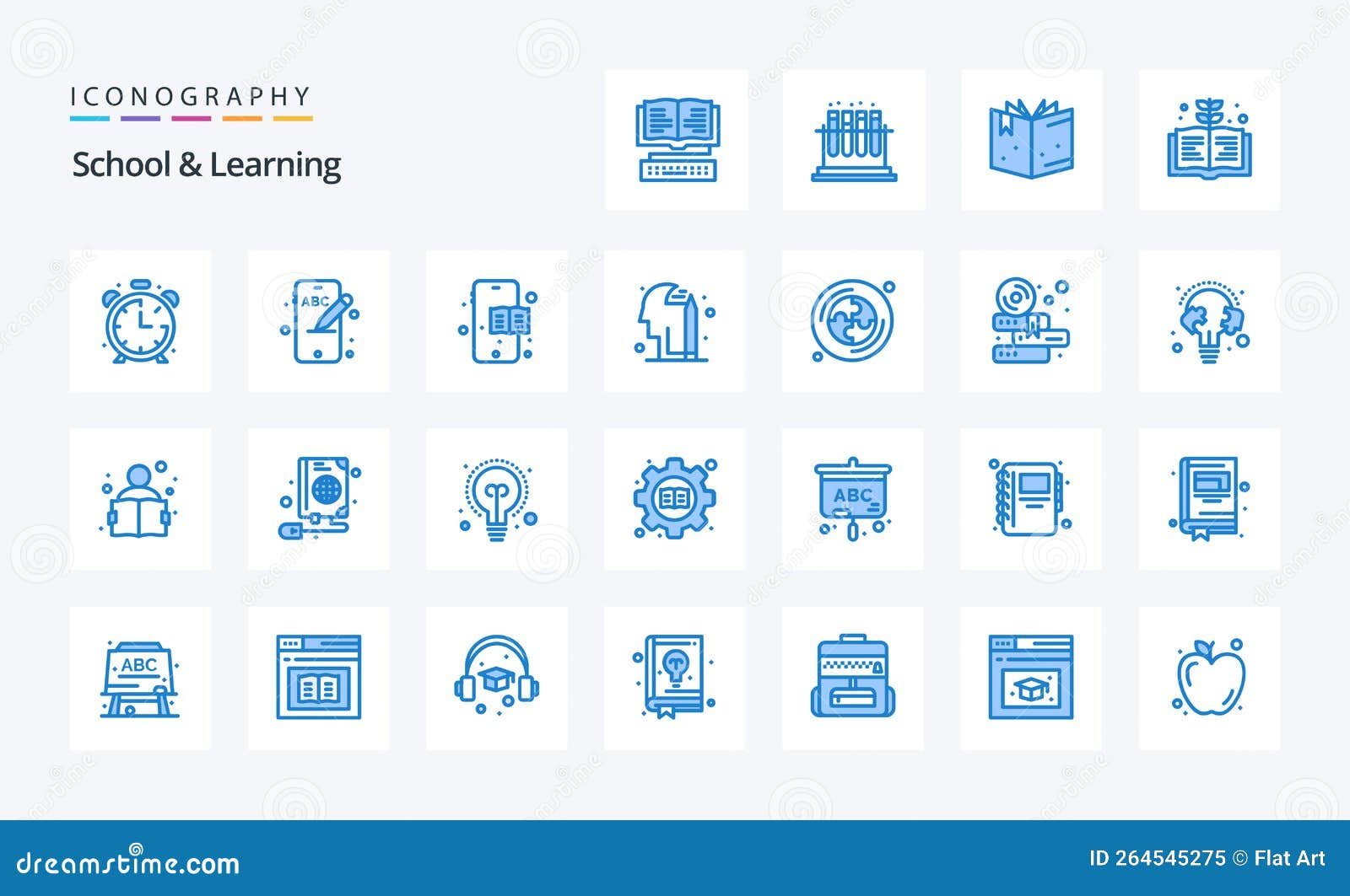 25 School and Learning Blue Icon Pack Stock Vector - Illustration of ...