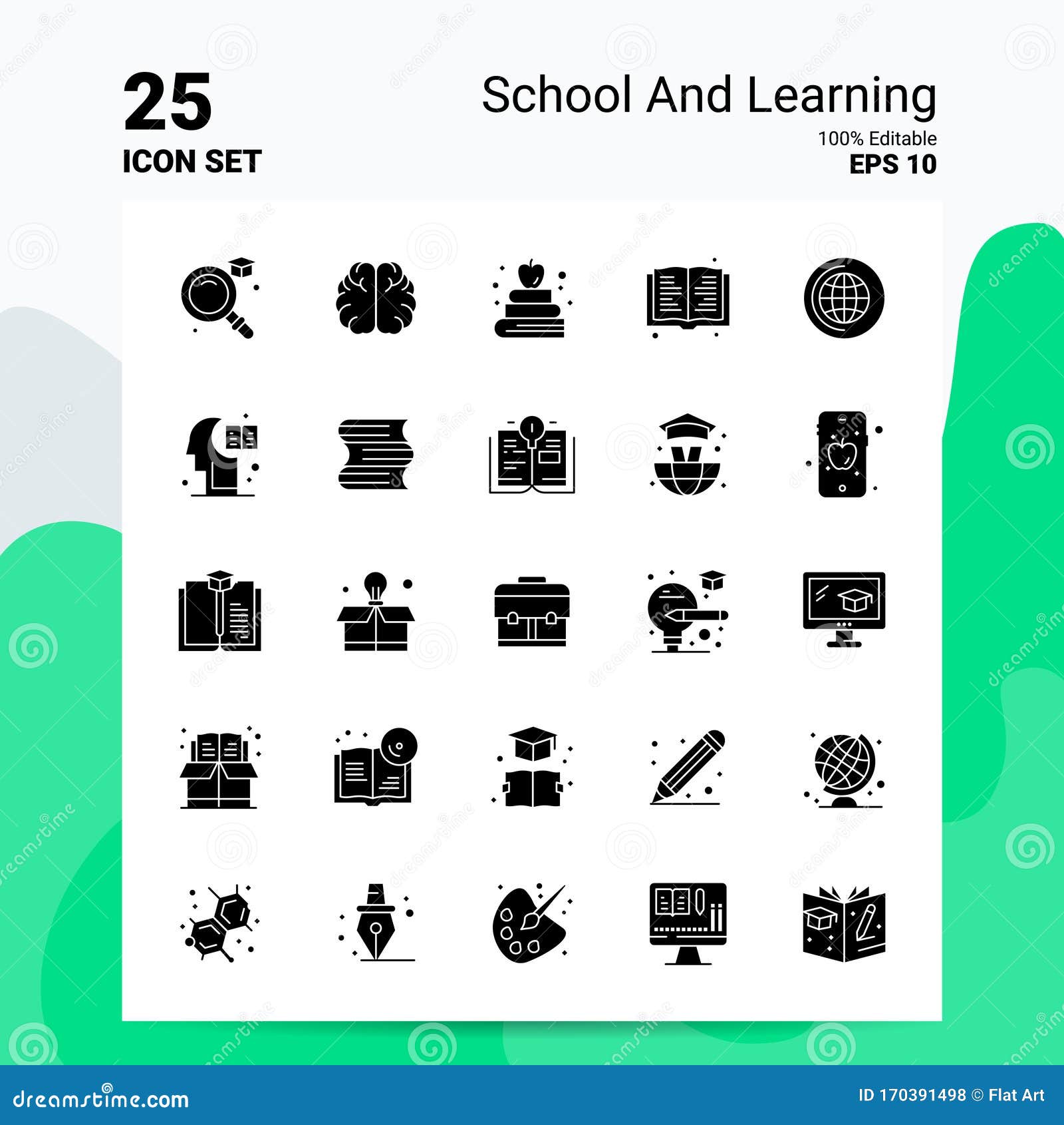 25 School and Learning Icon Set. 100 Editable EPS 10 Files Stock Vector ...