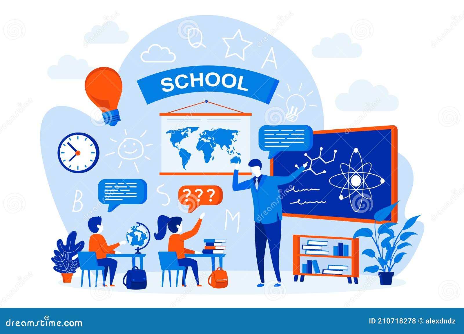 School Learning Web Concept with People Characters Stock Vector ...