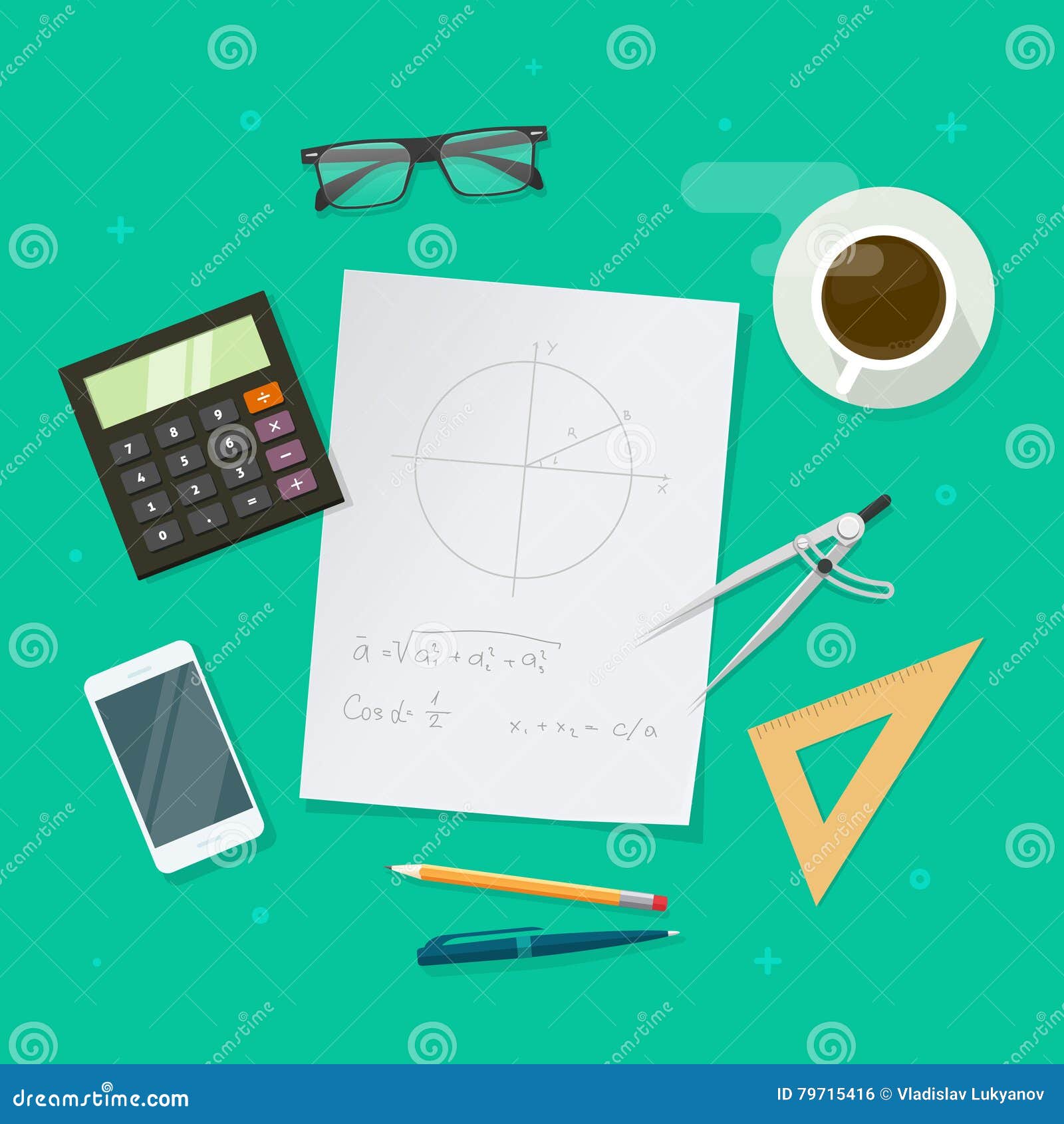 Math Science Concept With Characters. People Gaining Education. Outline ...