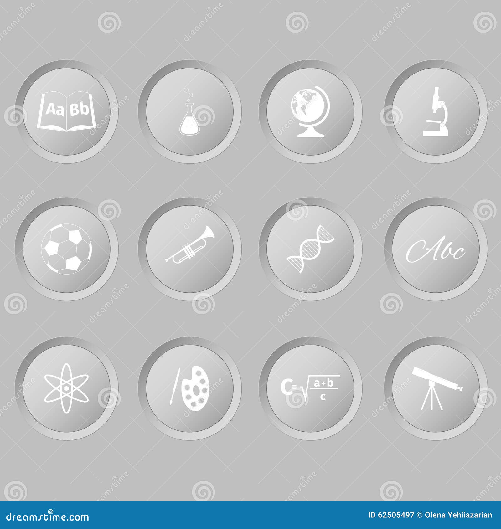 School Lessons Icon on a White Buttons Stock Vector - Illustration of ...