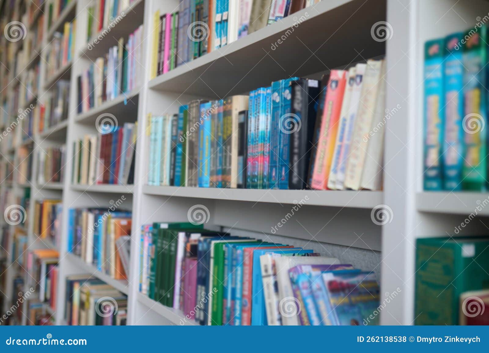 Picture of Bookshelves in a School Library Stock Photo - Image of ...