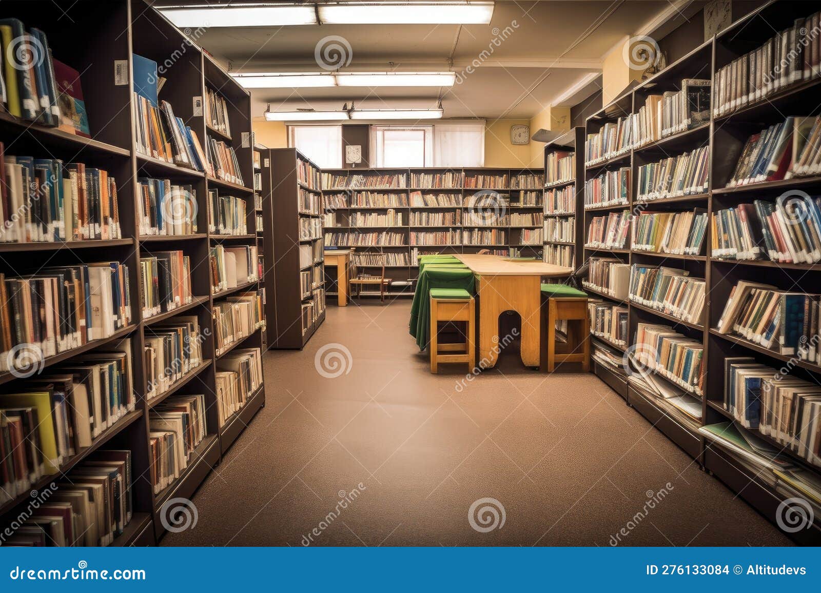 School Library, with Shelves Full of Books and Students Finding the ...