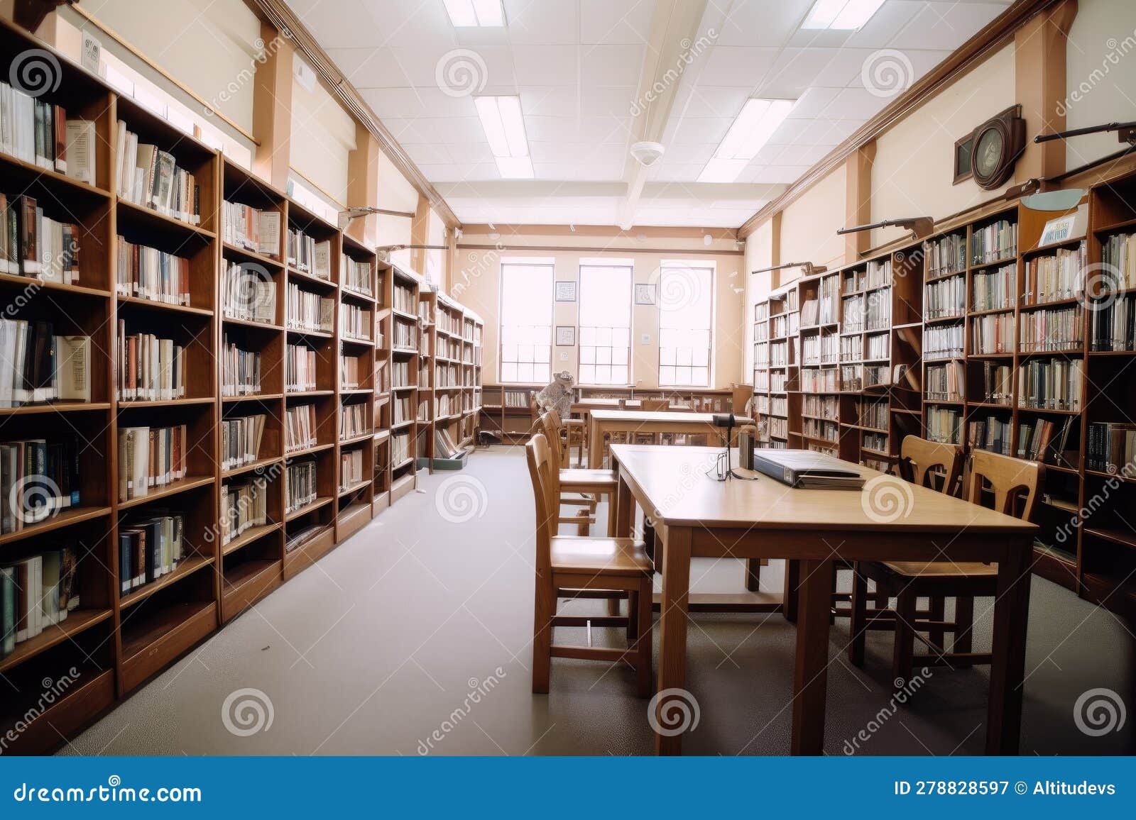 School Library, with Shelves Full of Books and Students Finding the ...