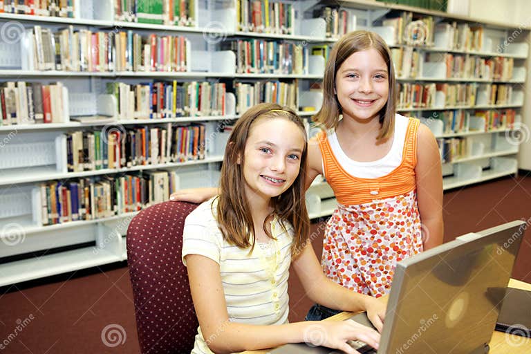 School Library - Technology Stock Image - Image of friendship, help ...