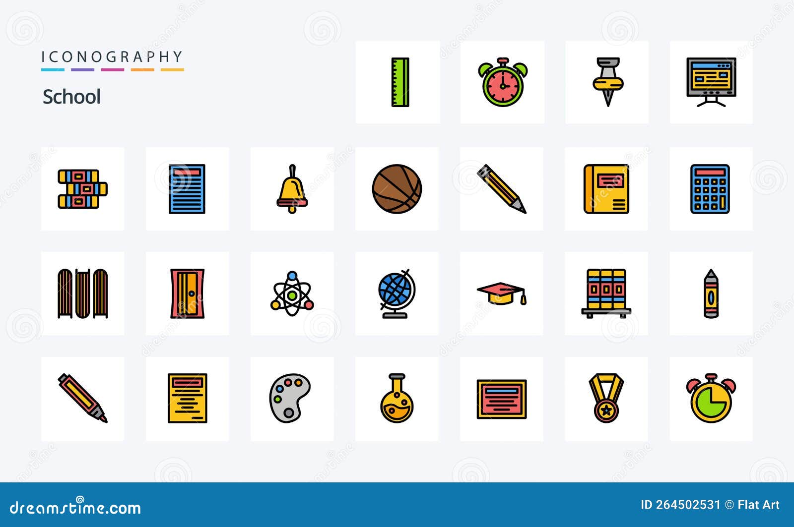 25 School Line Filled Style Icon Pack. Vector Iconography Illustration ...
