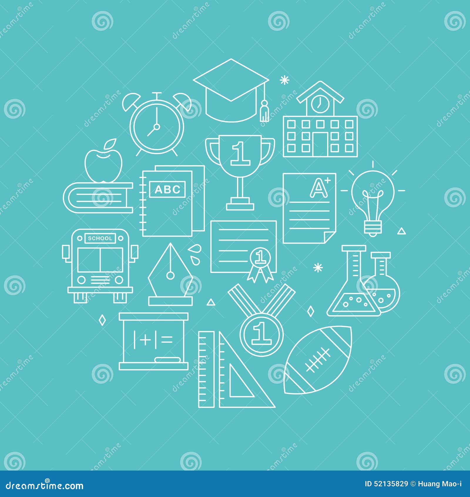 School Line Icon Circle Set Stock Vector - Illustration of reward ...