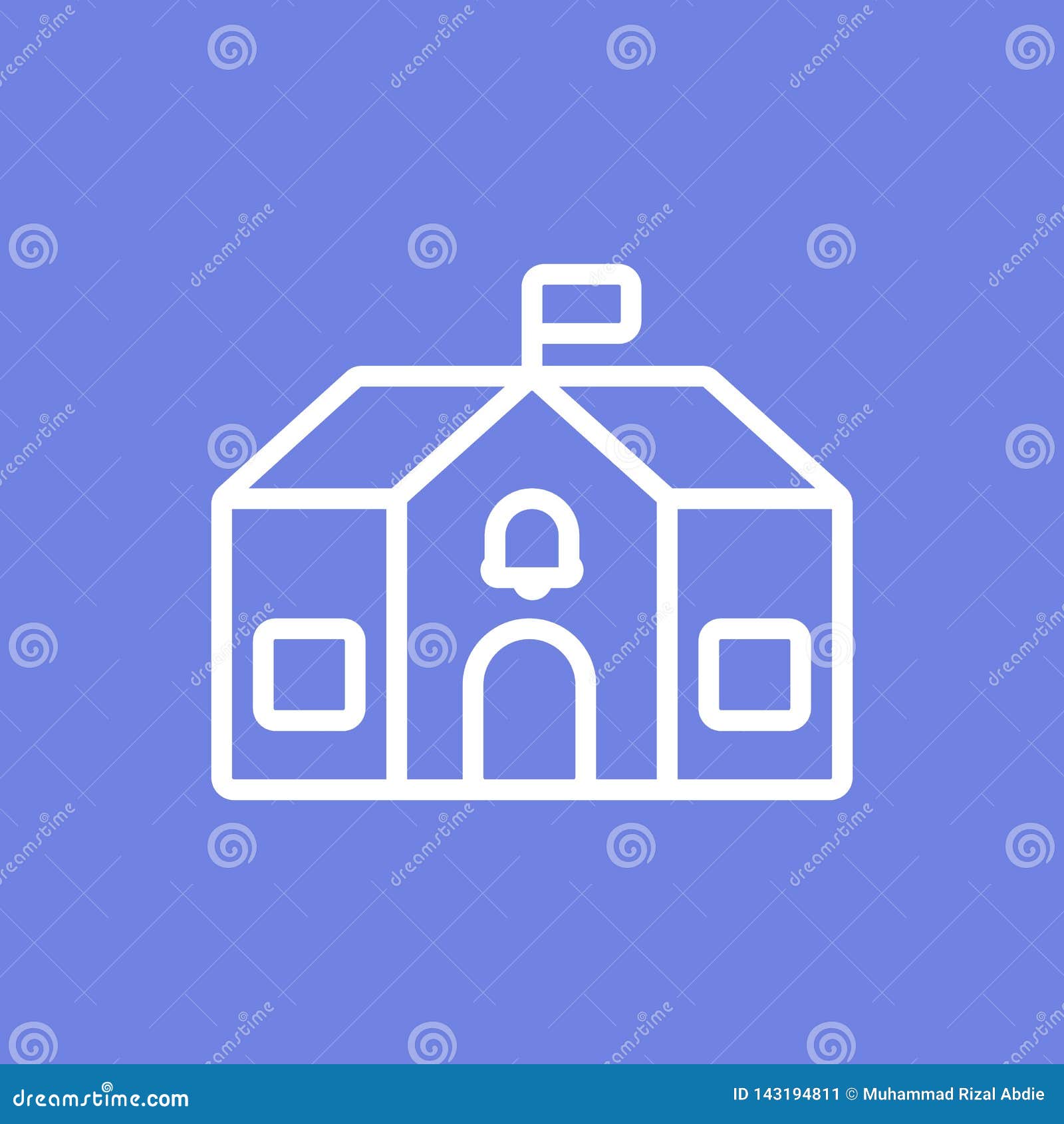 School line icon with flag stock vector. Illustration of isolated ...