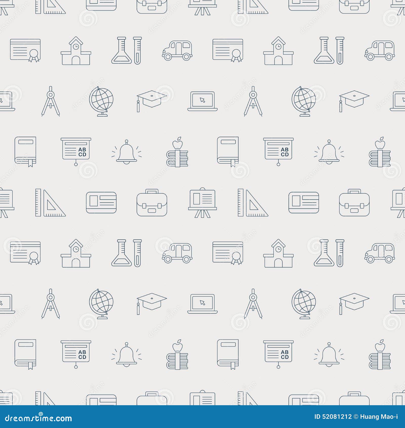 School Line Icon Pattern Set Stock Vector - Illustration of ruler ...