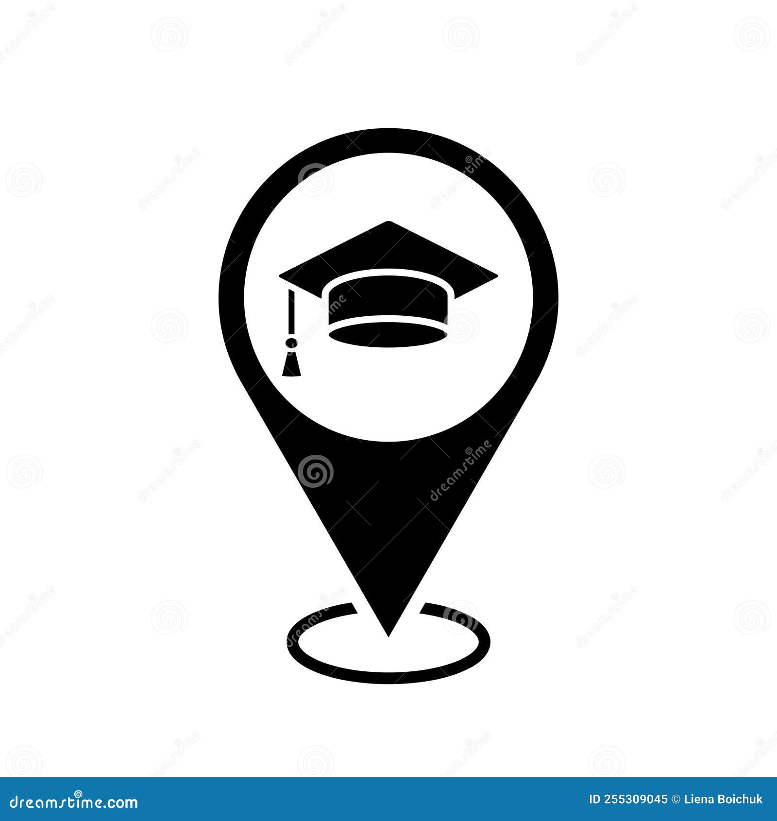 School Location Map Pointer, Graduation Hat Icon with Location Pin ...