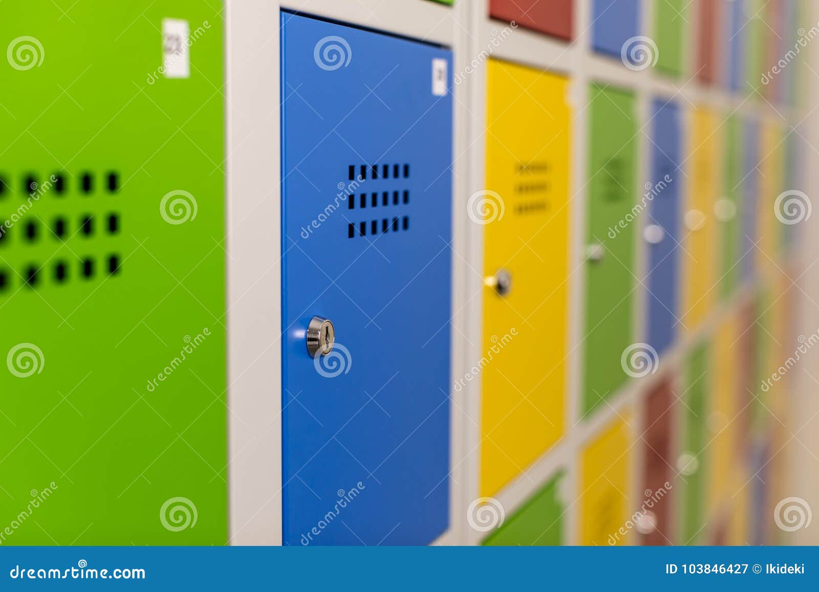 School Lockers in Green, Blue, Yellow and Red Color Stock Vector ...