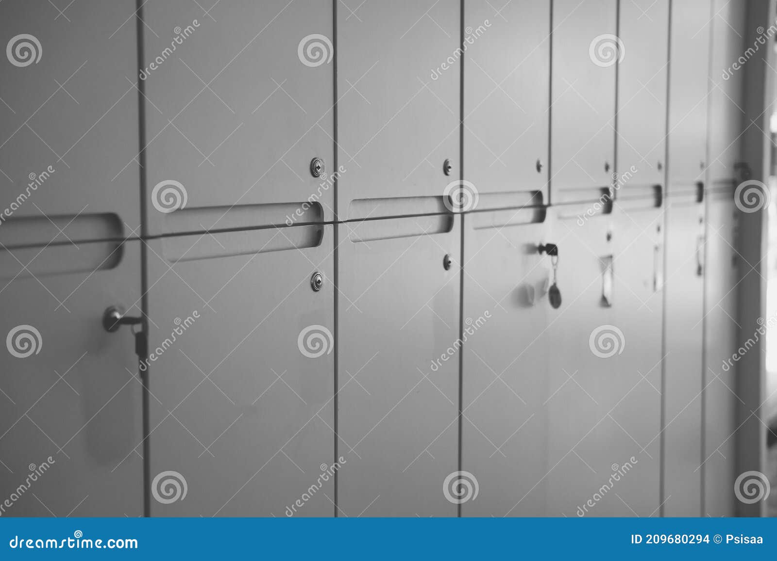 School Lockers and Key in Locker Room Stock Photo - Image of interior ...