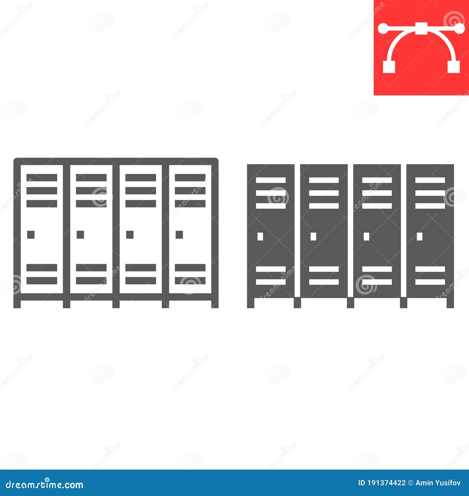 School Lockers Line and Glyph Icon, School and Education, Locker Sign ...