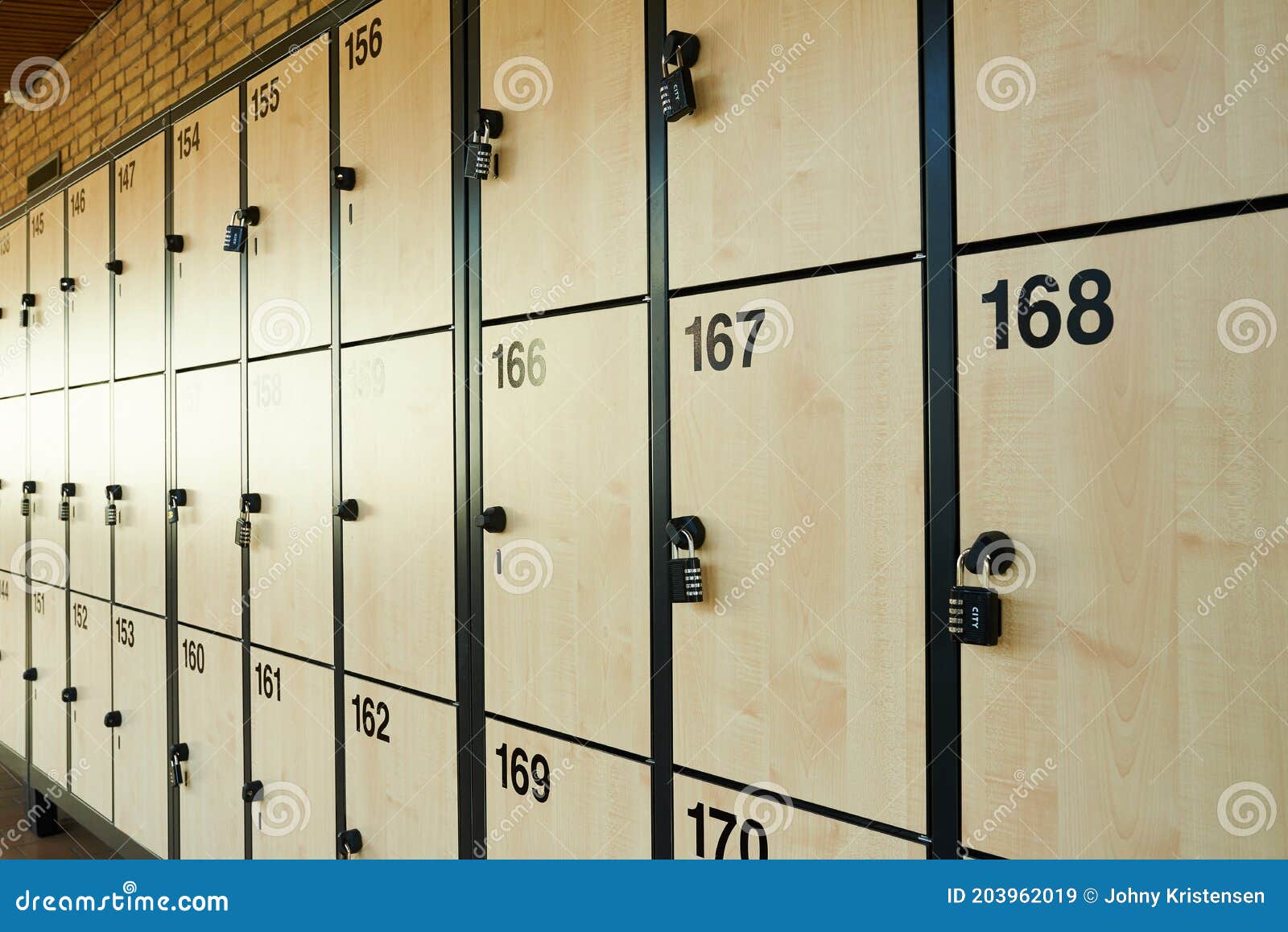School Lockers with Safety Locks Stock Image - Image of bench, save ...