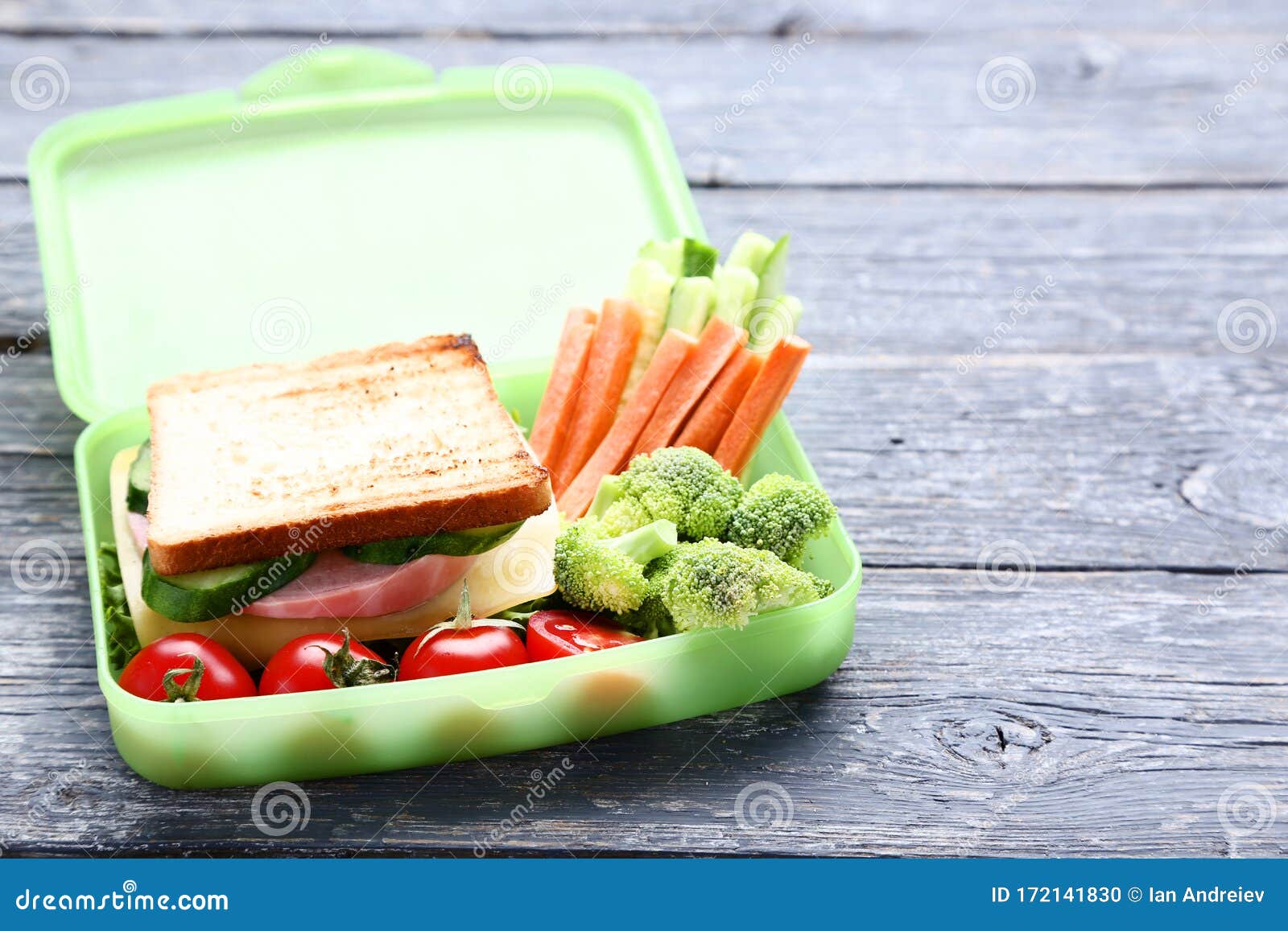 School Lunch Box with Sandwich Stock Photo - Image of board, children ...