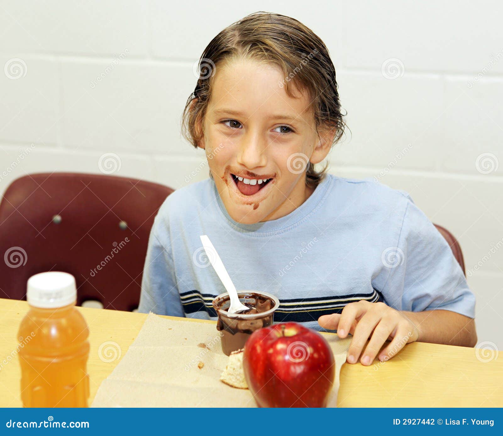 School Lunch - Messy Eater stock photo. Image of cafeteria - 2927442
