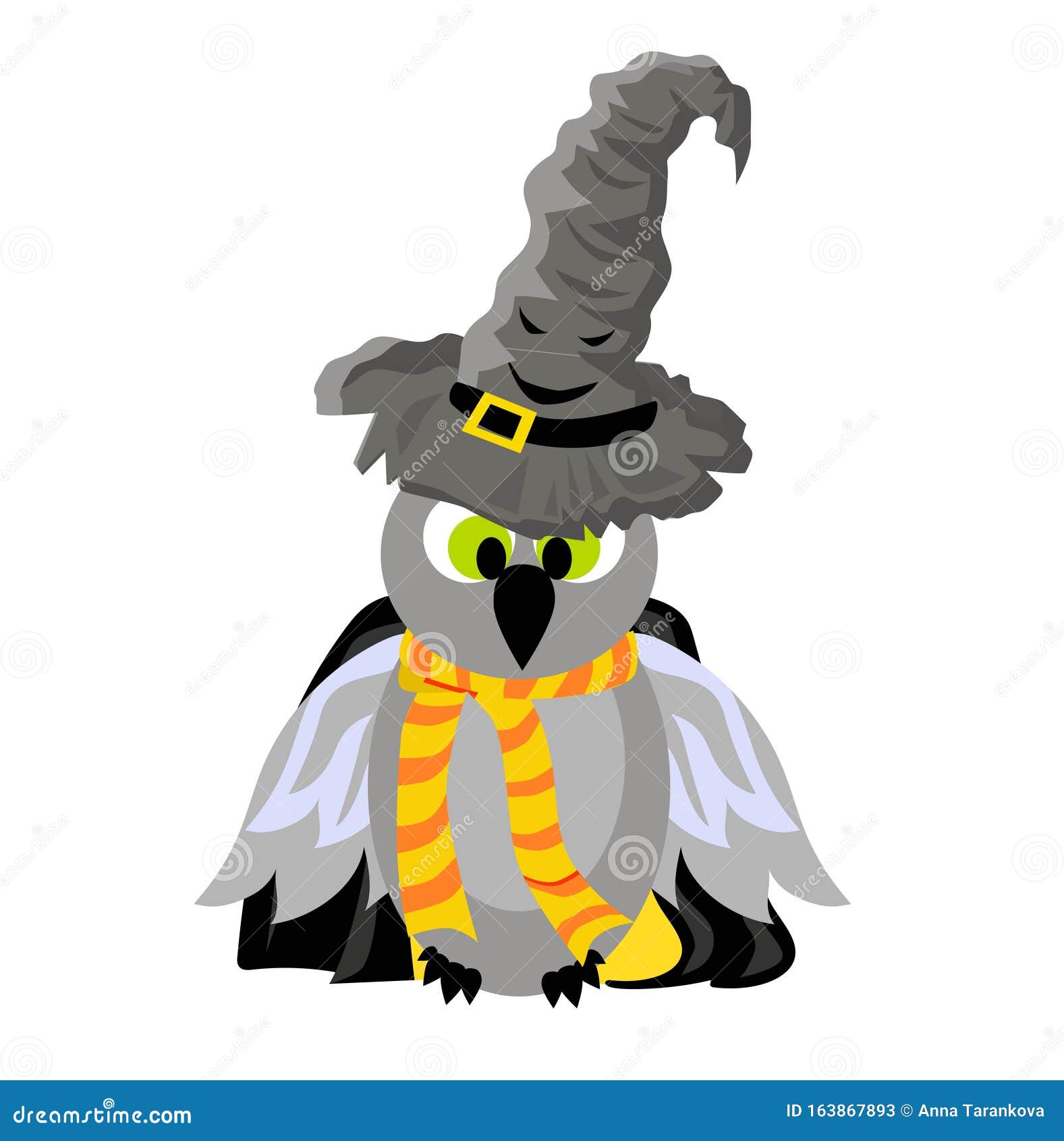 SCHOOL of MAGIC. OWL in a Mantle and a Magic Talking Hat Stock Vector ...