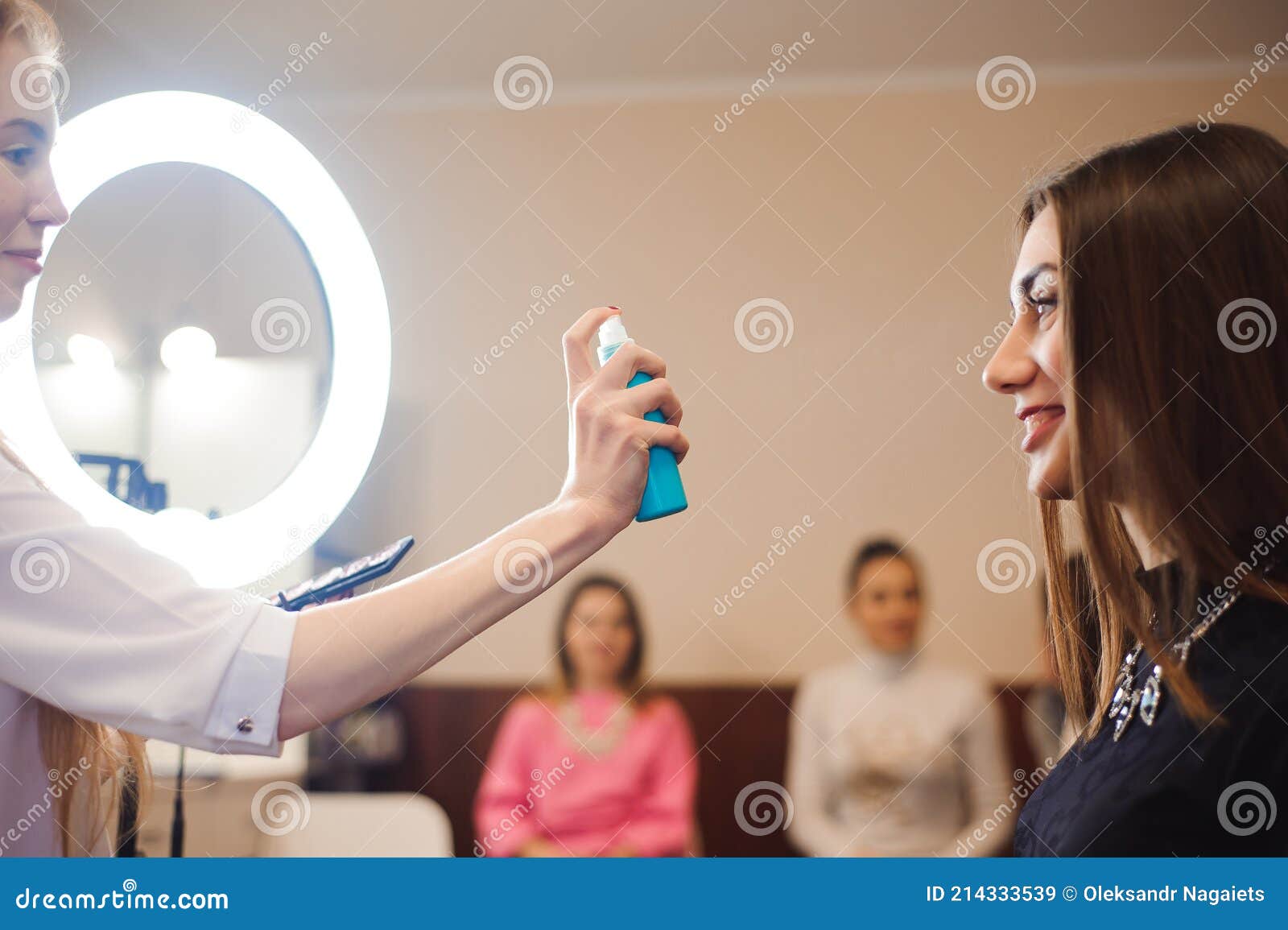 School of Makeup. Students of a Professional Make-up Artist in Class ...