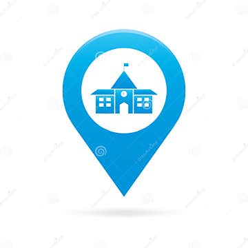 School Map Pointer Icon Marker GPS Location Flag Symbol Stock Vector ...