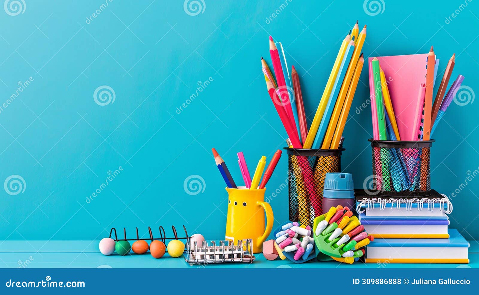 School Materials Studio Shoot Solid Background Stock Photo - Image of ...