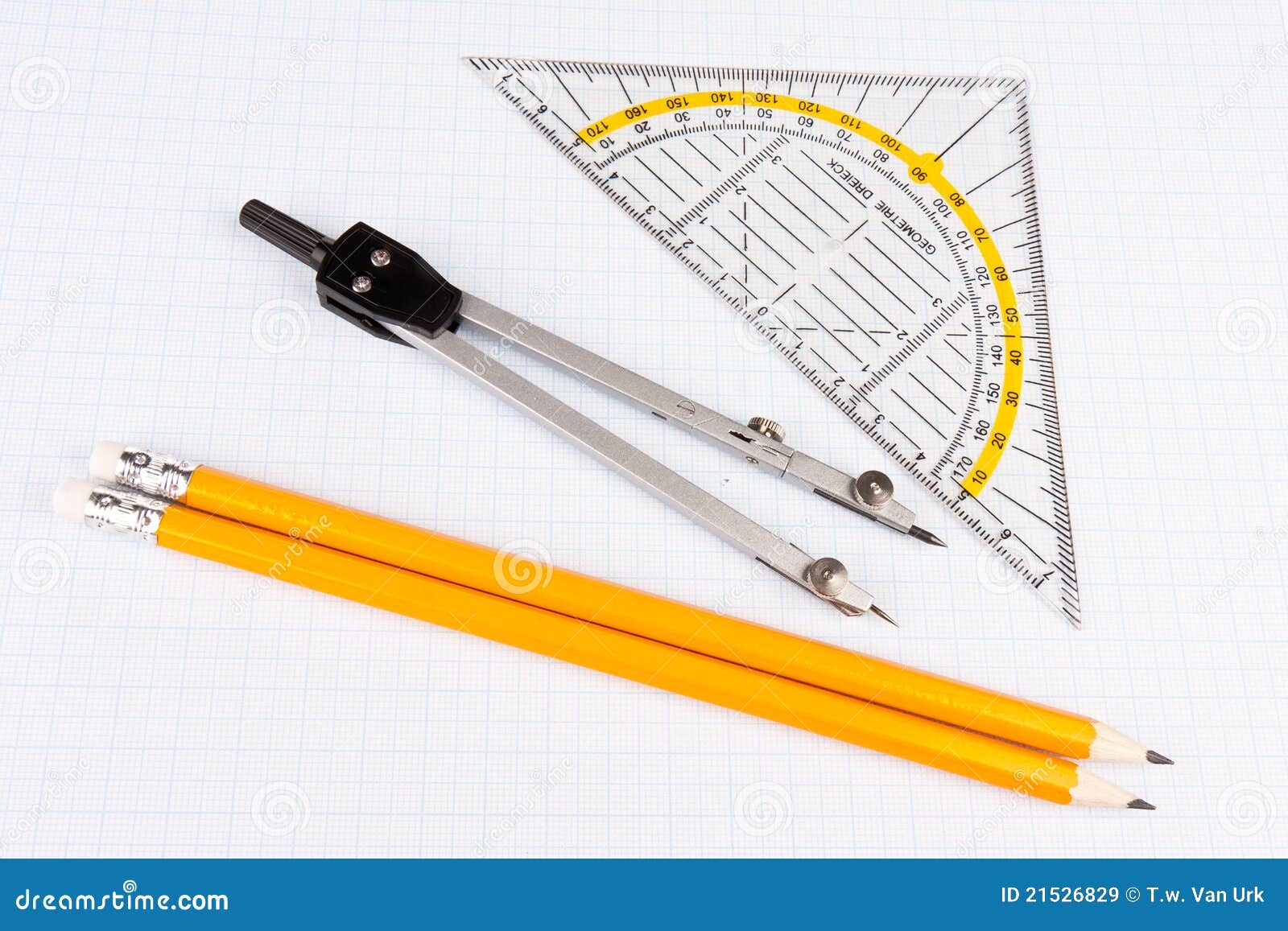 School Mathematics Tools on Squared Paper Stock Image - Image of back ...