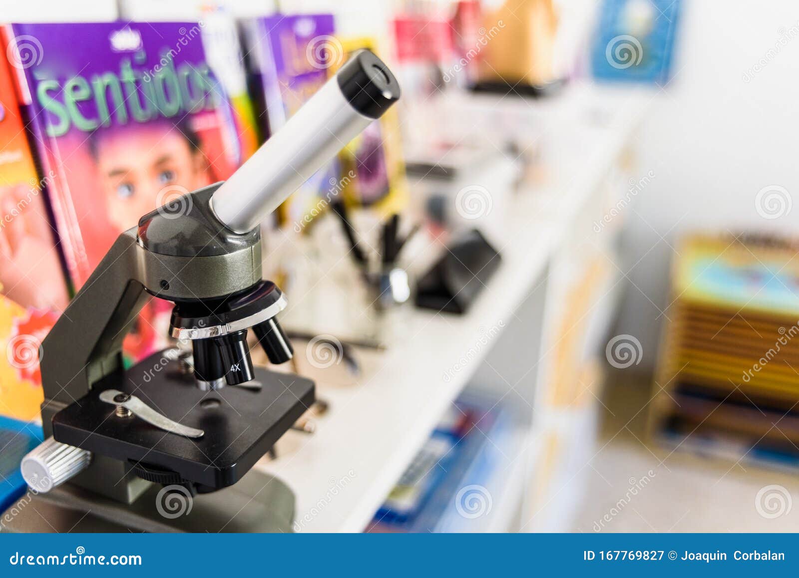 School Microscope in a Science Classroom Stock Image - Image of college ...