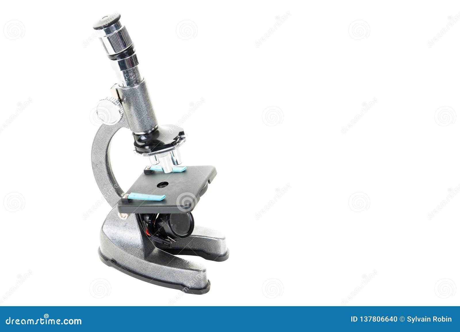School Microscope Study Science Laboratory Isolated on White with ...
