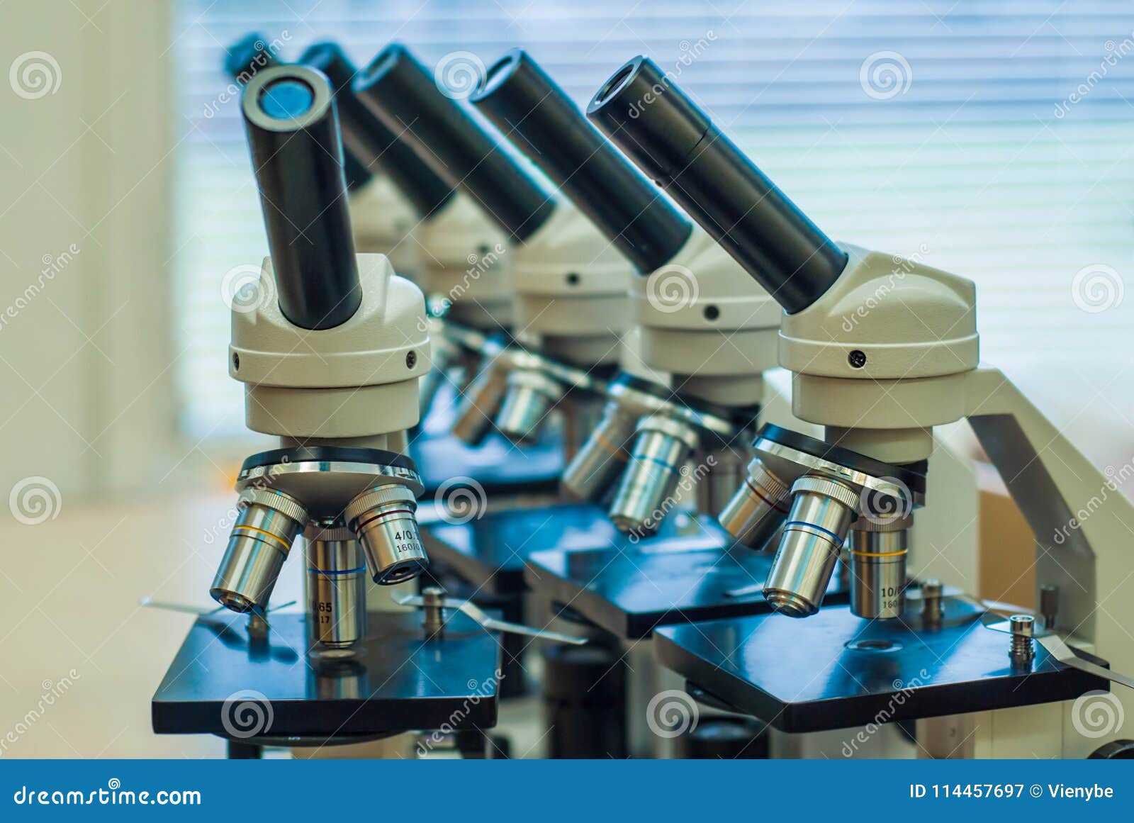 School Microscopes for Students Science Class Stock Image - Image of ...