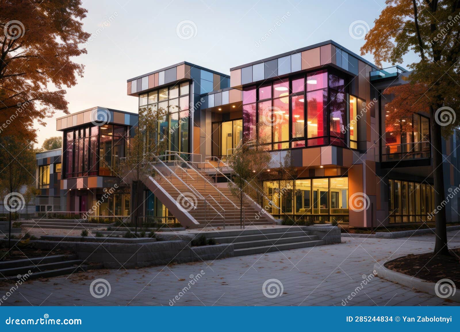 School Modern Architectural Features Such As Cantilevered Sections ...