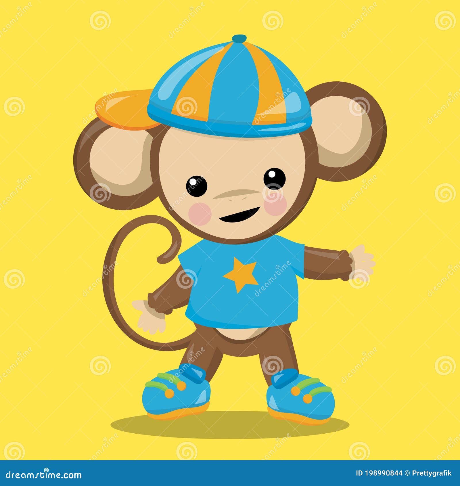 School monkey blue 02 stock vector. Illustration of vector - 198990844