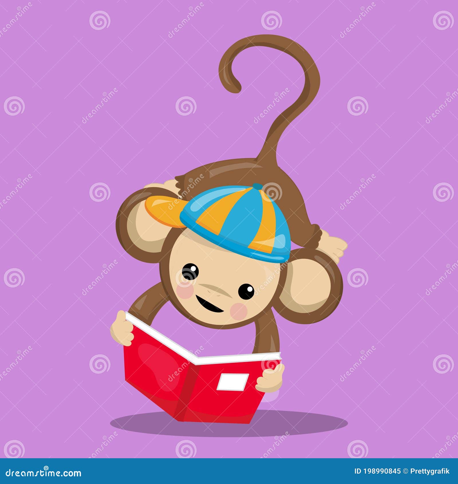 School monkey brown 04 stock vector. Illustration of vector - 198990845