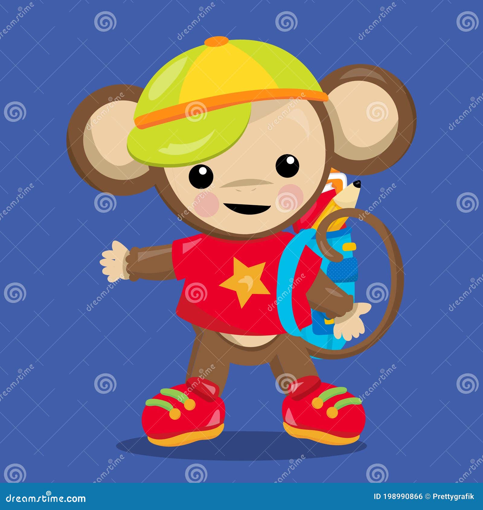 School monkey red 03 stock vector. Illustration of monkey - 198990866
