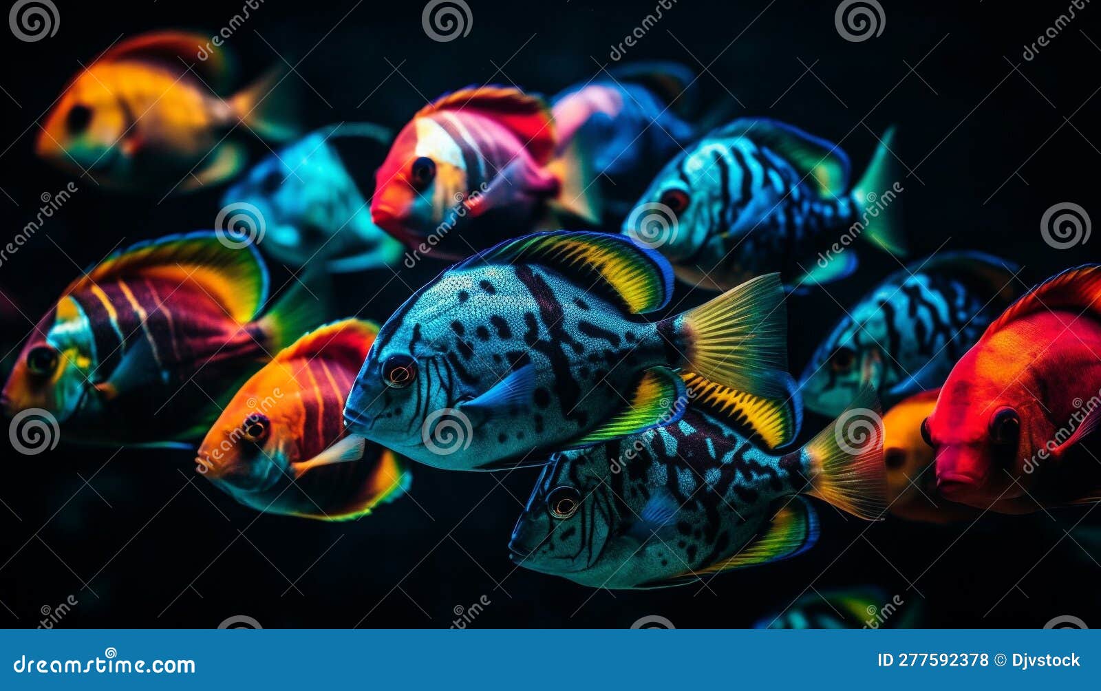 A School of Multi Colored Clown Fish Swimming in a Reef Generated by AI ...