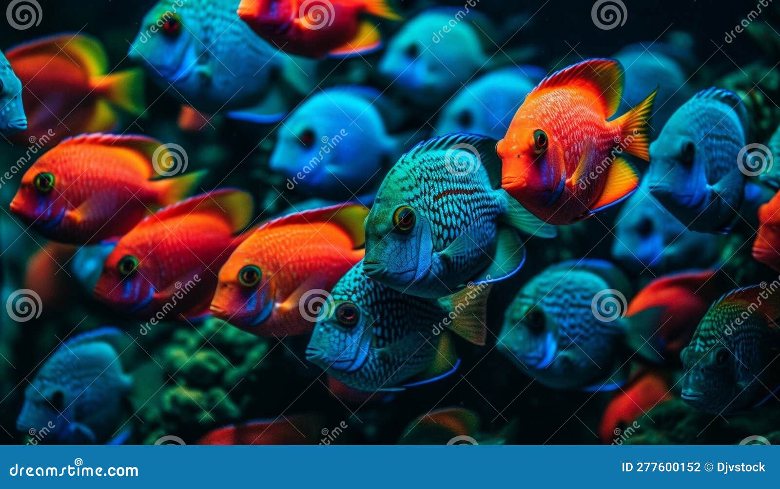 A School of Multi Colored Fish Swim in a Vibrant Reef Generated by AI ...