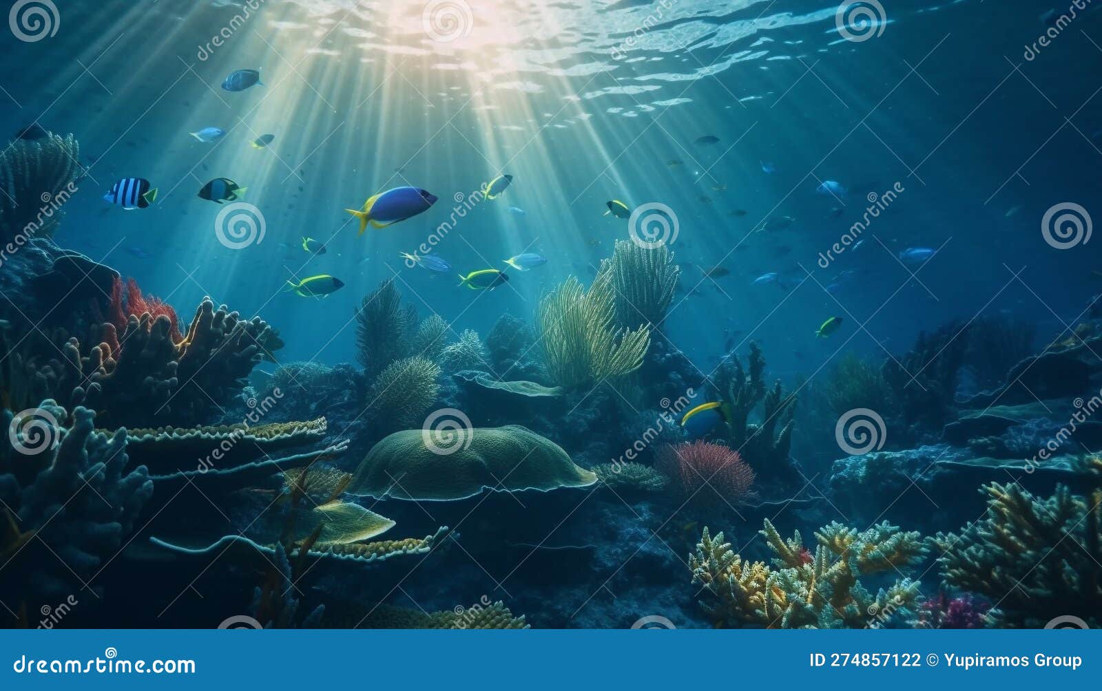 A School of Multi Ed Fish in Motion Generated by AI Stock Photo - Image ...