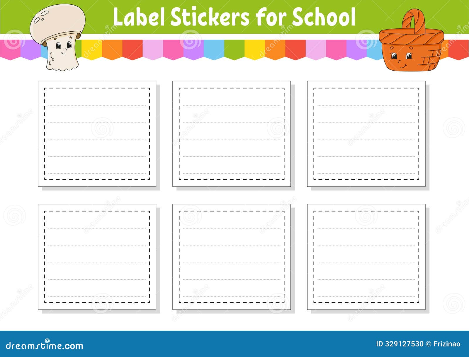 School Name Label. Bright Stickers. Rectangular Label. Color Vector ...