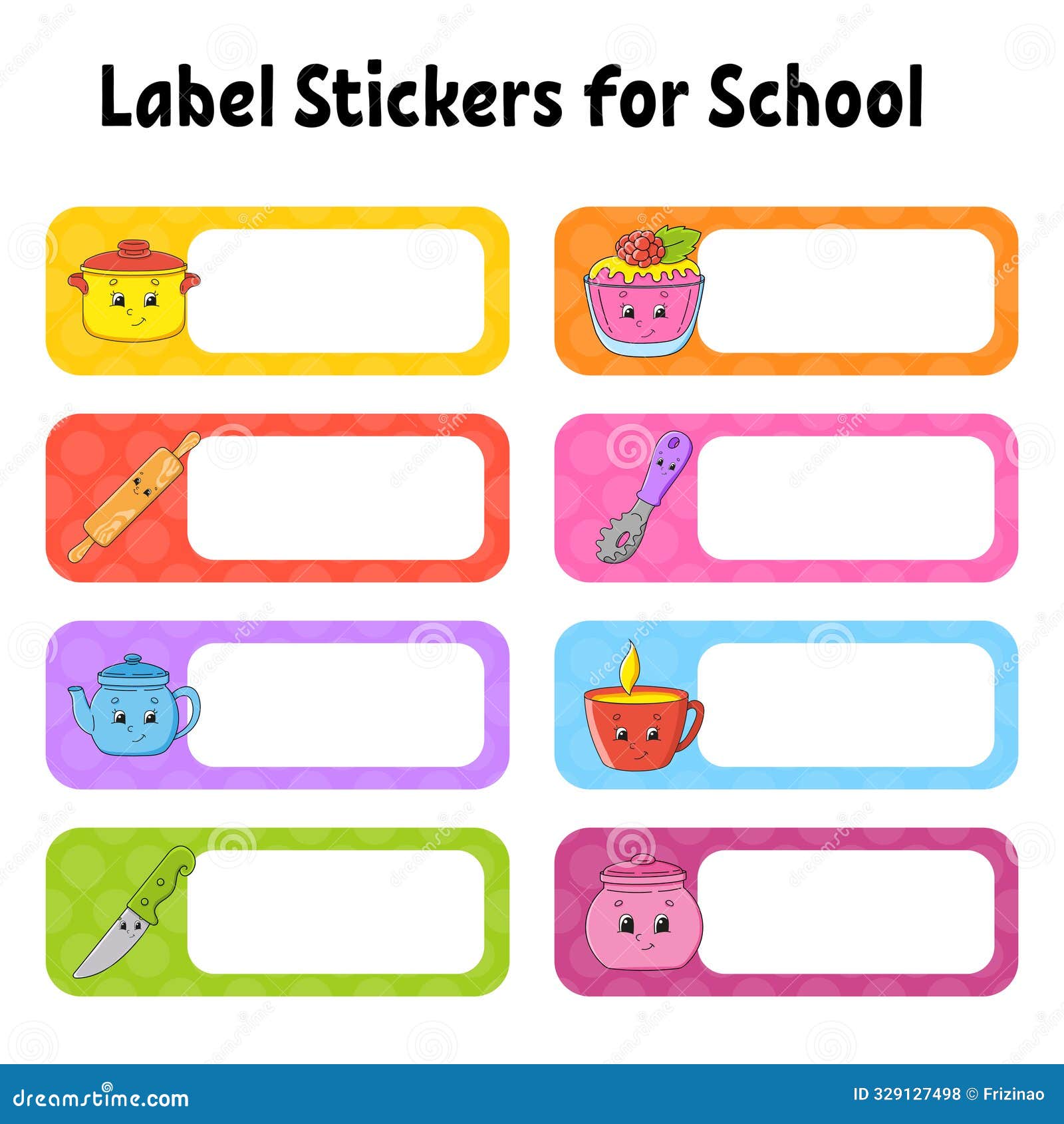 School Name Label. Bright Stickers. Rectangular Label Stock ...
