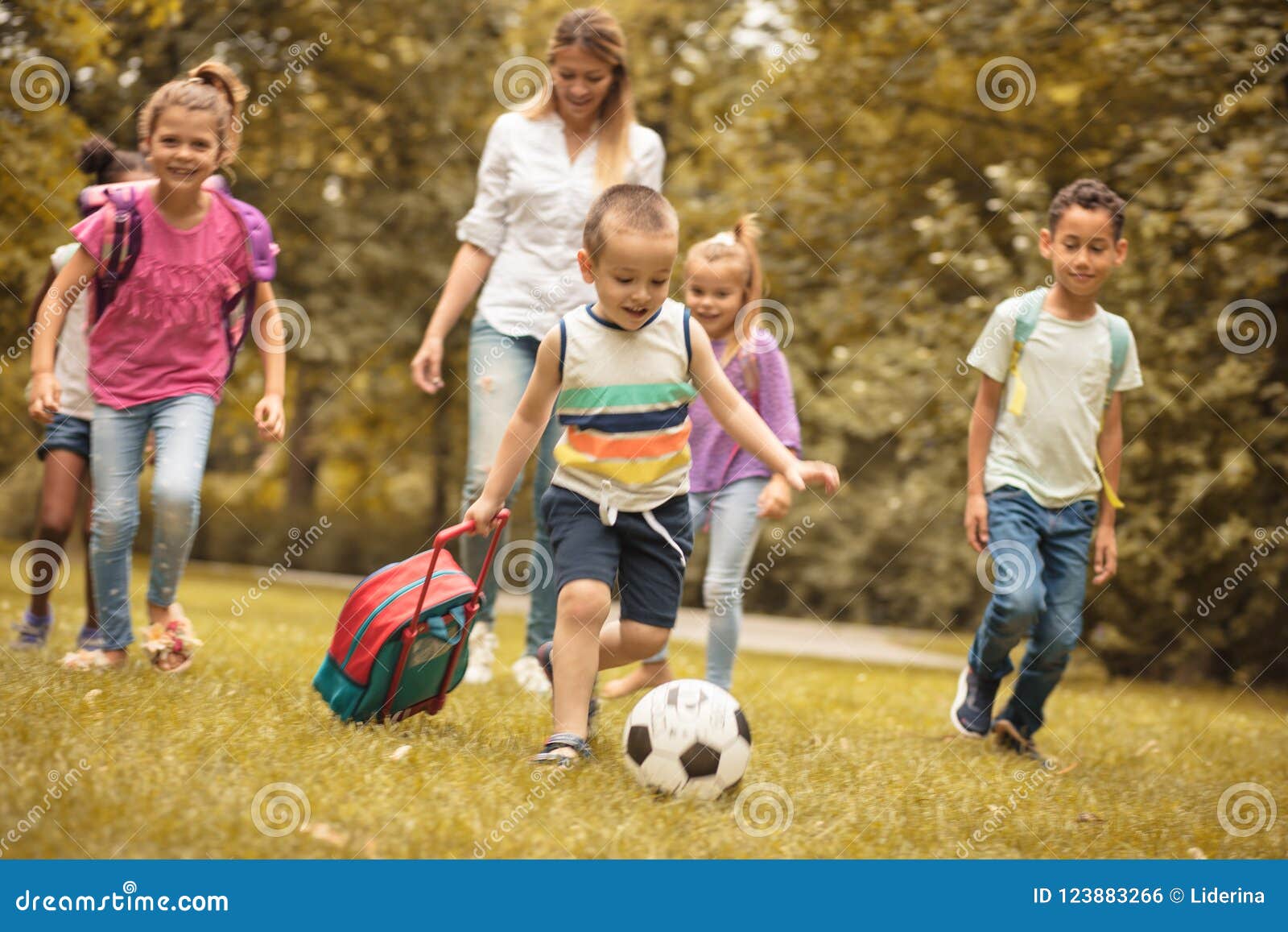 School in nature. stock photo. Image of females, outside - 123883266