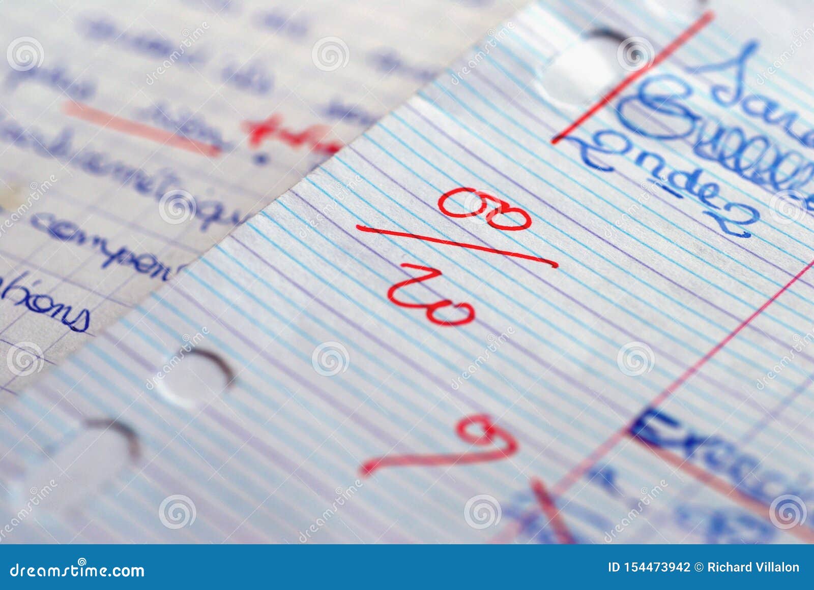 School Note of Zero on Twenty Stock Photo - Image of grade, assignment ...