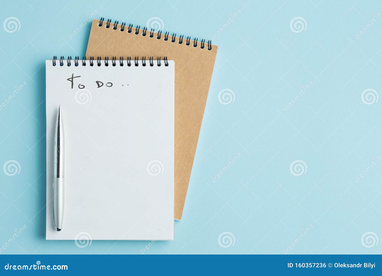 School Notebook on a Blue Background Stock Photo - Image of reminder ...