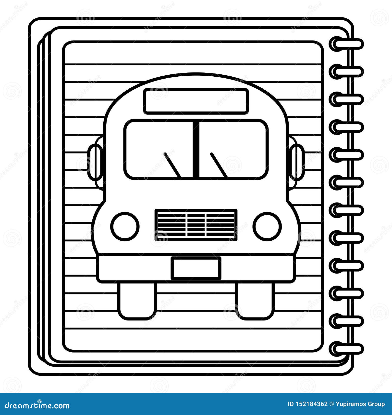School Notebook with Bus Drawing Stock Vector - Illustration of ...