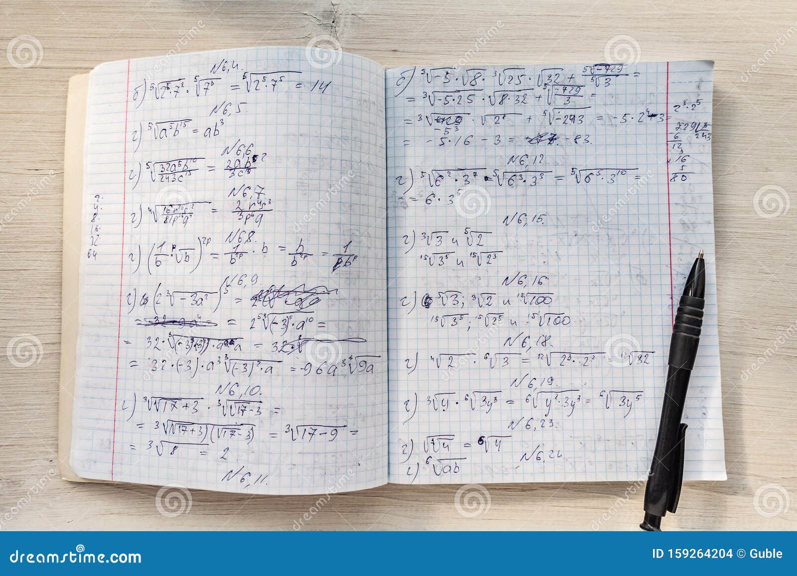 School Notebook in a Cage and Pen with a Mathematical Calculation. High ...